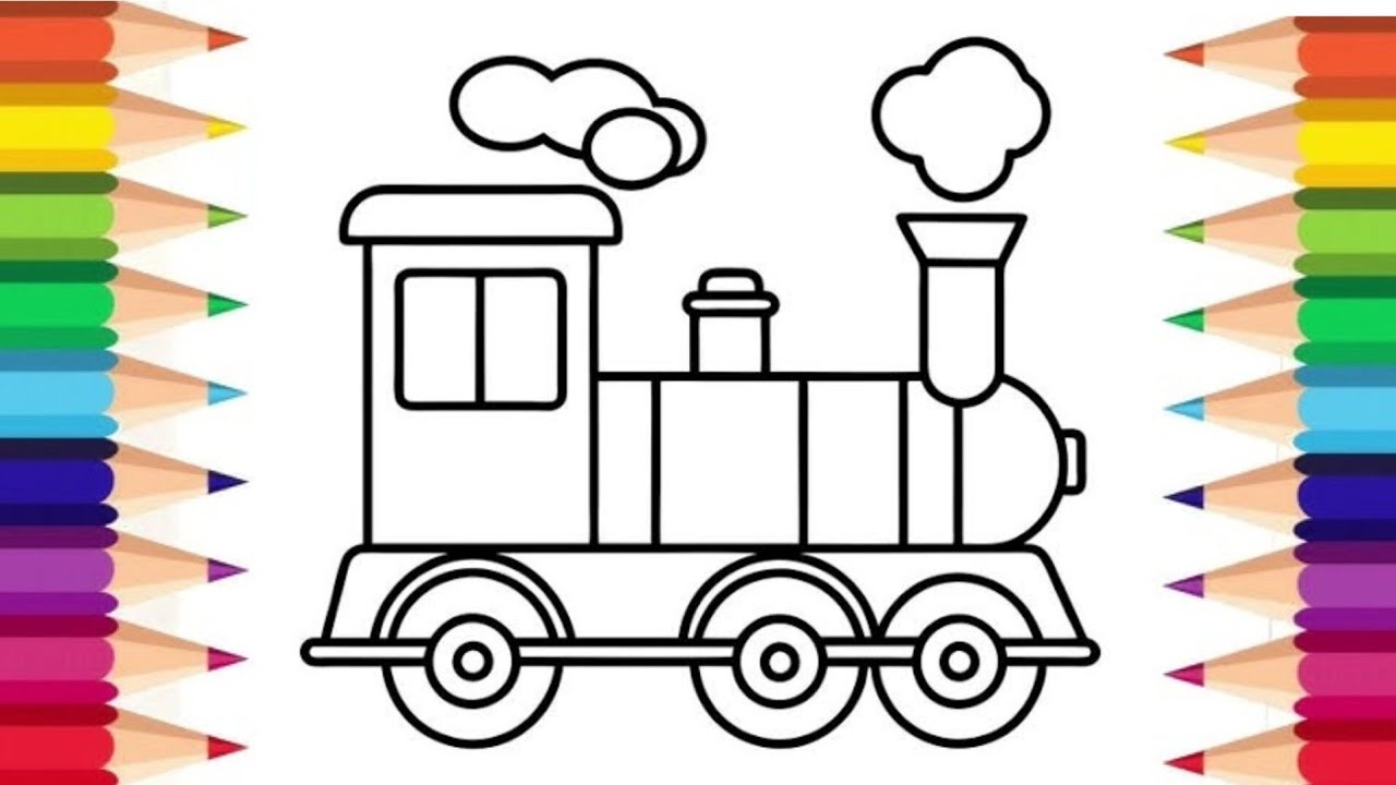 Steam Train Draw Step By Step || Colourful Steam Train For Kids - YouTube