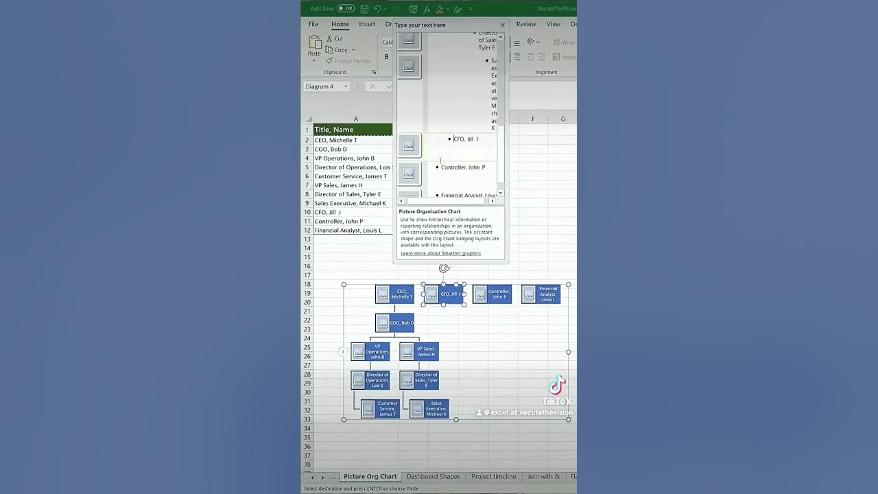 Excel org chart tutorial - YouTube
