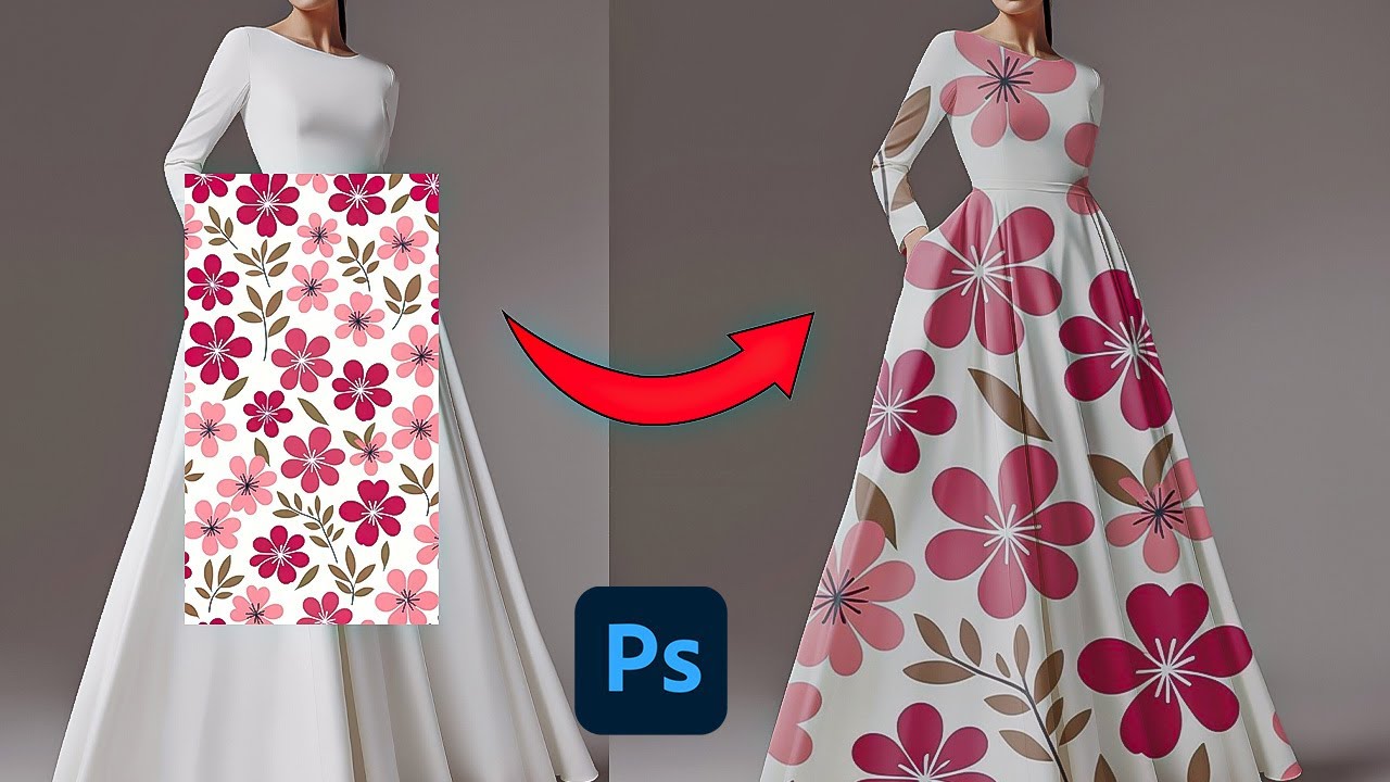 How to add design on dress Adobe Photoshop 2025 trick - YouTube