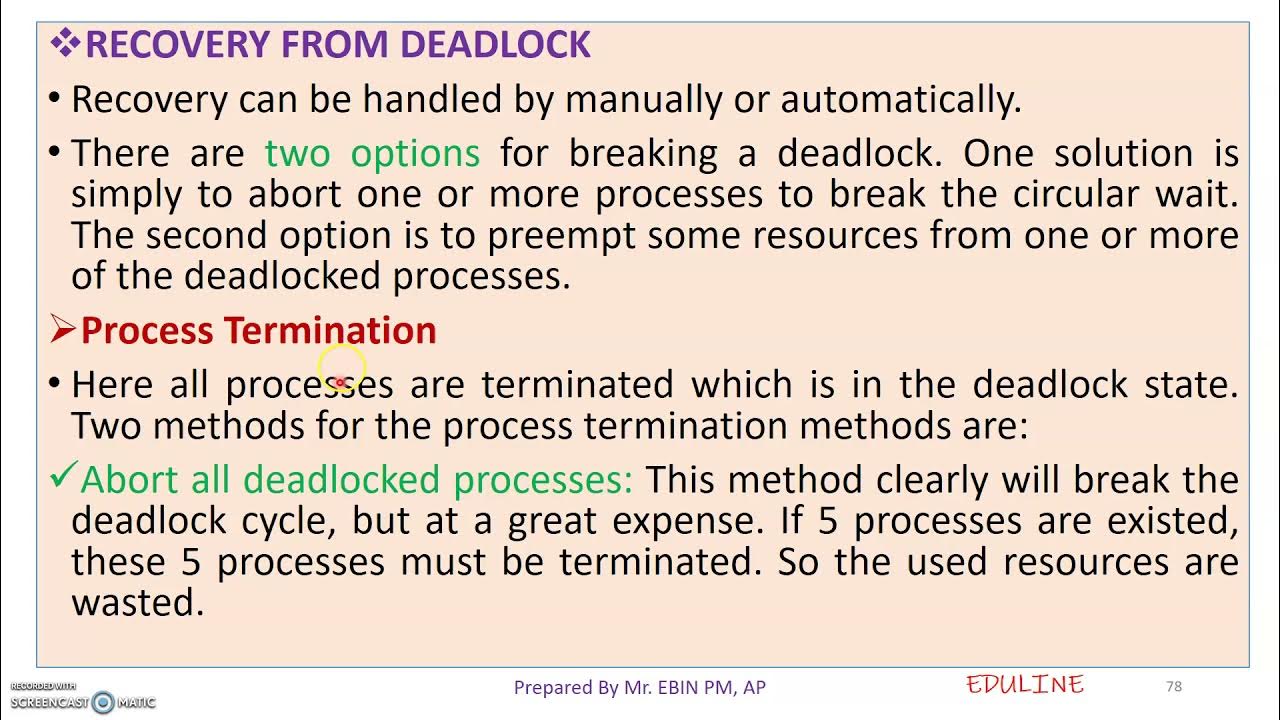 MODULE 3 - TOPIC 13 - DEADLOCK DETECTION & RECOVERY - YouTube