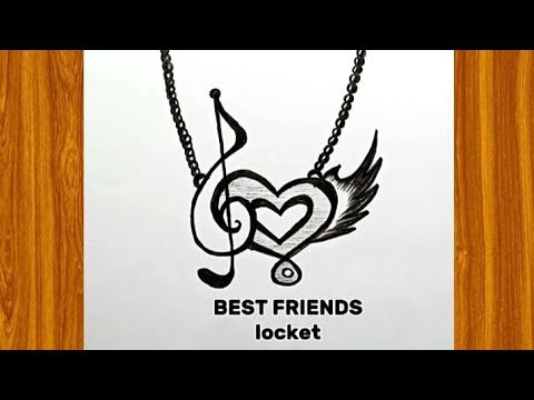 Best friends drawing - Best friends locket Drawing / Bff drawing ...