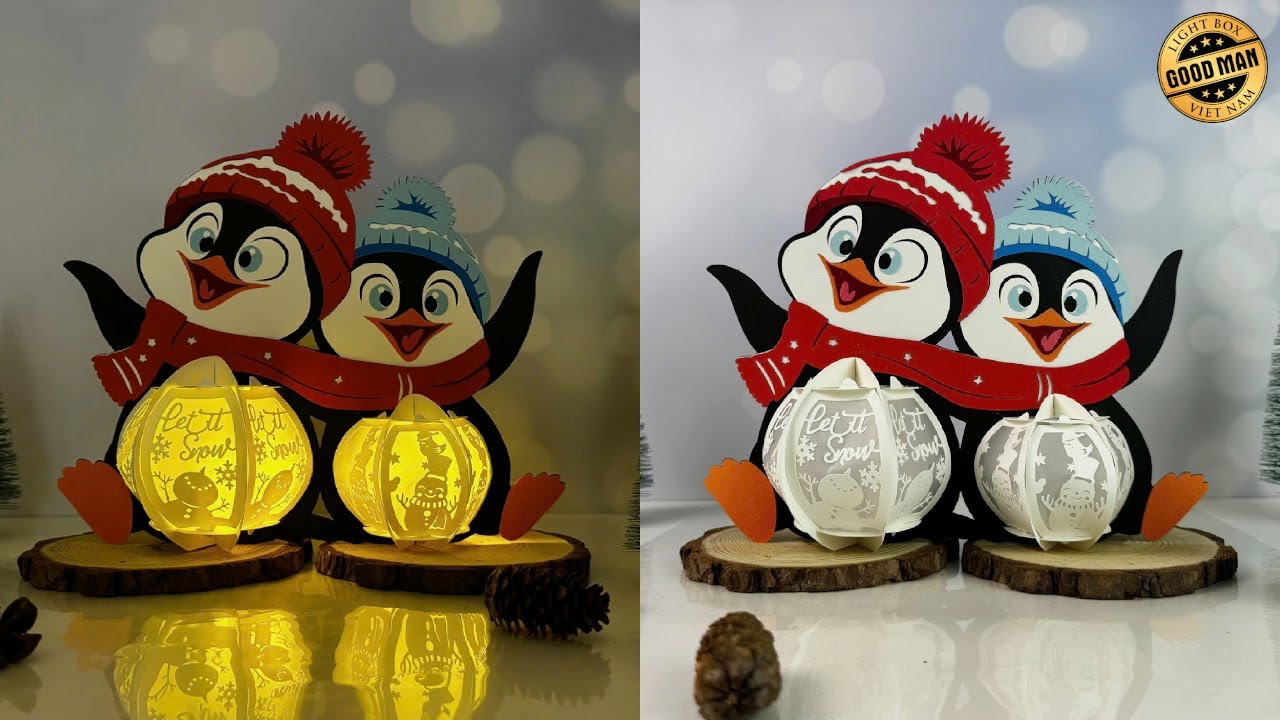 How To Make Paper Cut Lantern Penguin 1 - YouTube