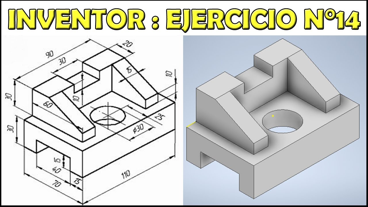 ️Dibujo 3D Autodesk Inventor 2023 para principiantes - Ejercicio N°14 ️ ...