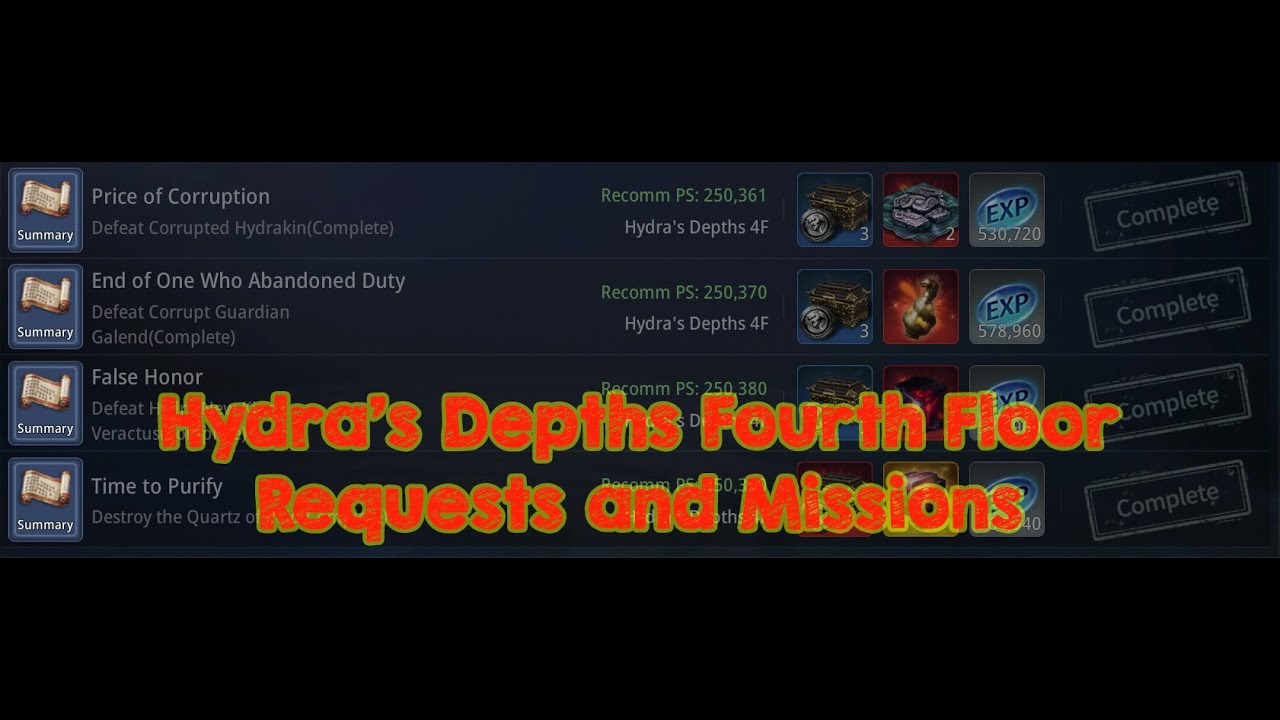 Hydra's Depths 4F Missions and Requests up to 5F - YouTube
