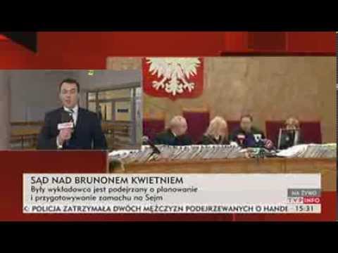 Niedoszły zamachowiec Brunon Kwiecień przed sądem (TVP Info, 27.01.2014)