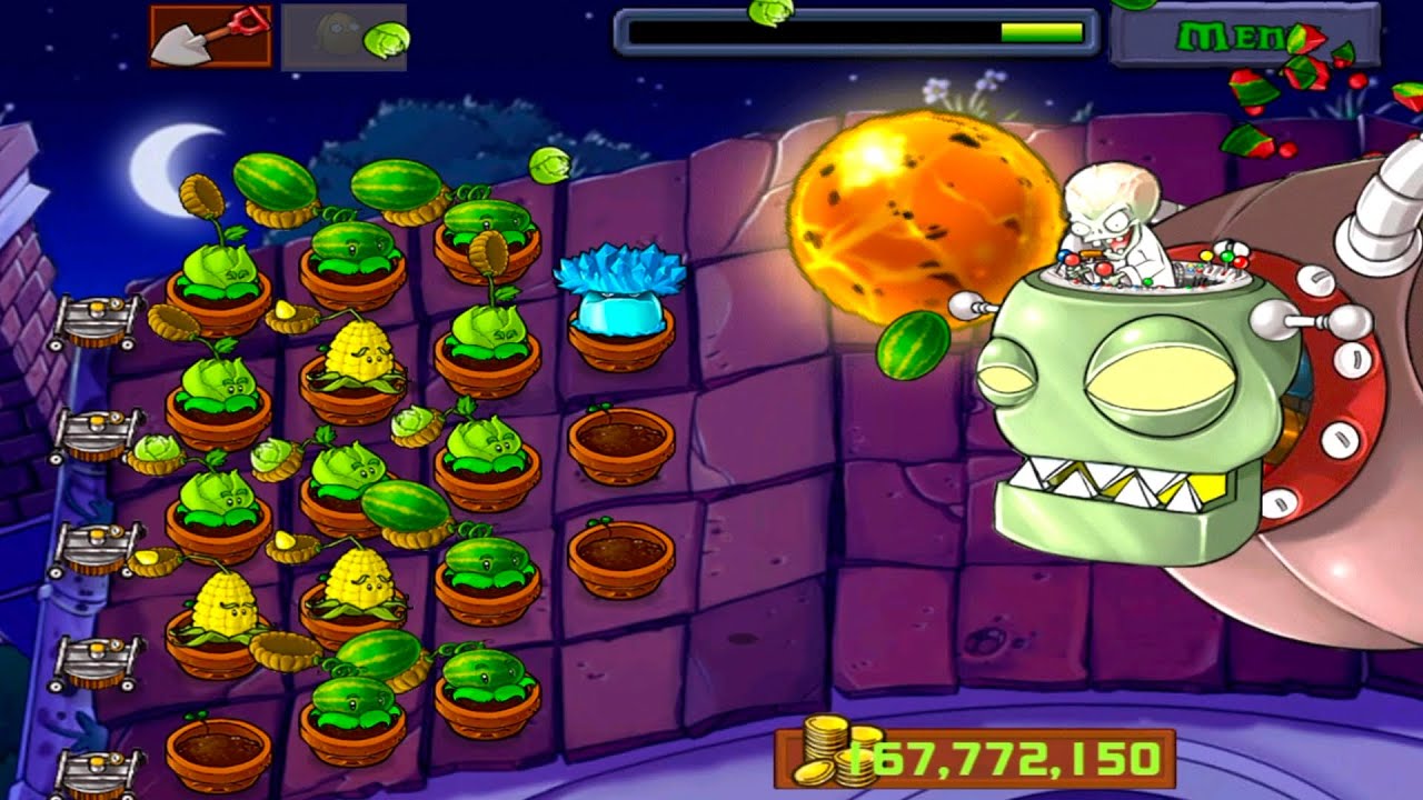 Plants vs Zombie 1 - Adventure Roof Level 10 - YouTube
