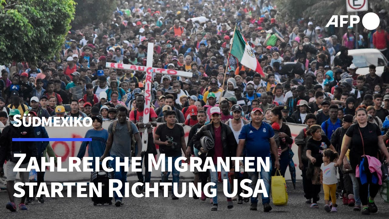Zahlreiche Migranten starten in Mexiko in Richtung USA | AFP - YouTube