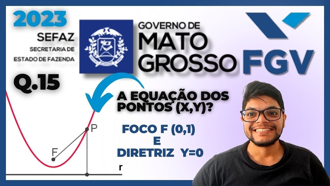 Equação da parábola com foco e diretriz | Questão 15 SEFAZ MT 2023 FGV ...