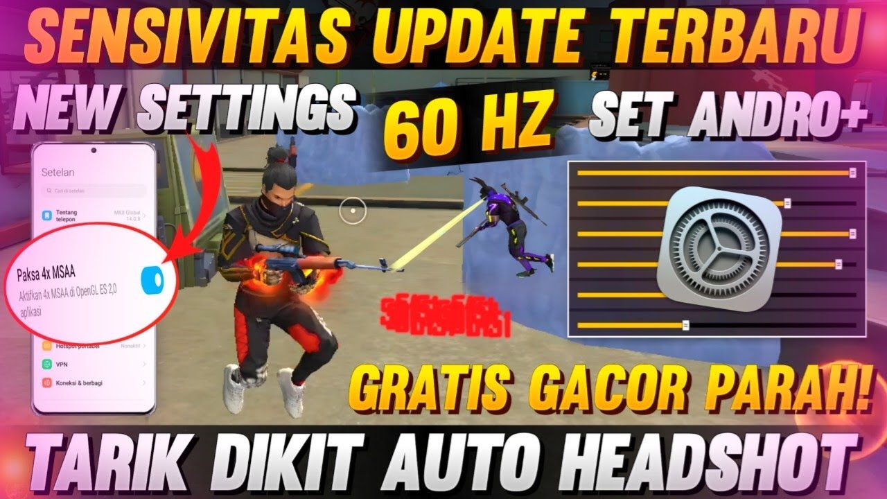SET ANDRO 60Hz + SENSITIVITAS FF AUTO HEADSHOT SETELAH UPDATE - YouTube