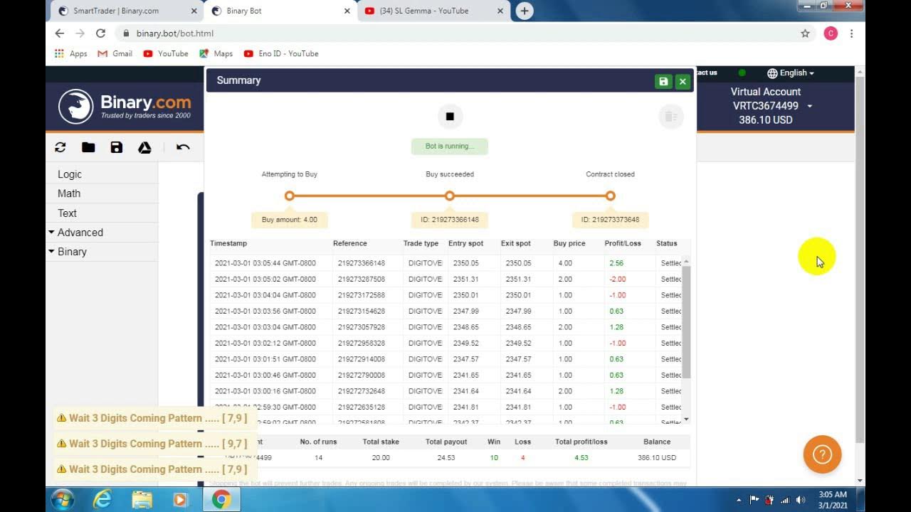 #binarybot Digits 3 Over Binary Bot Review 2021 Volatility Index 100 | Binary Bot Free Download ...