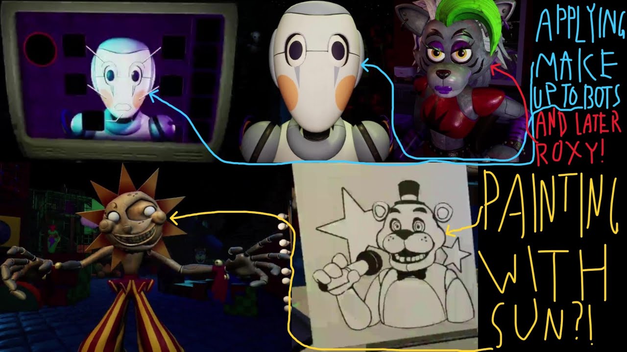 MAKING ART WITH SUN?! PUT MAKEUP ON BOTS AND LATER ROXY?! || FNaF: Help ...
