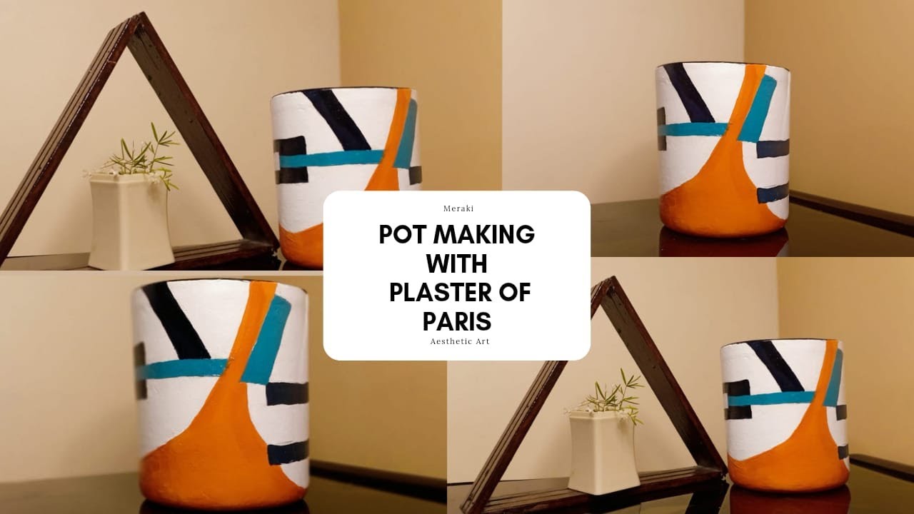 Easy DIY Plaster Flower Pot At Home Pot Painting ideas Plaster flower ...