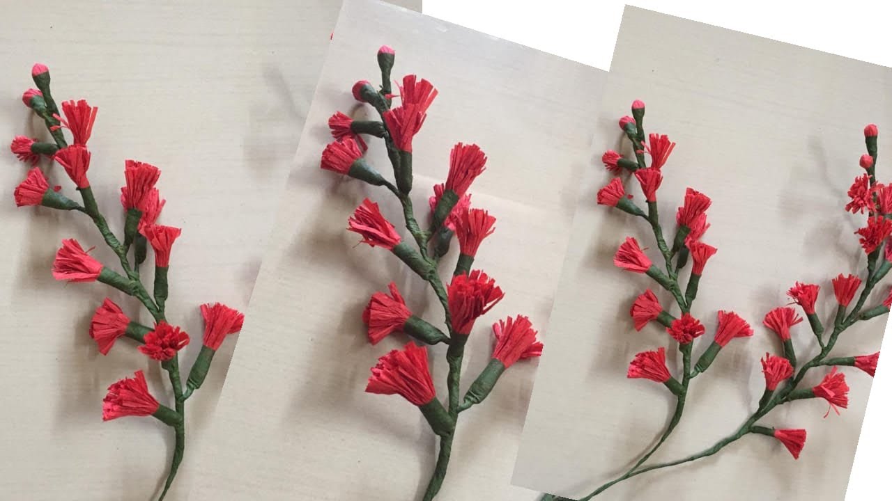 How to make crepe flowers |Easy flower making Tutorial |paper craft ...