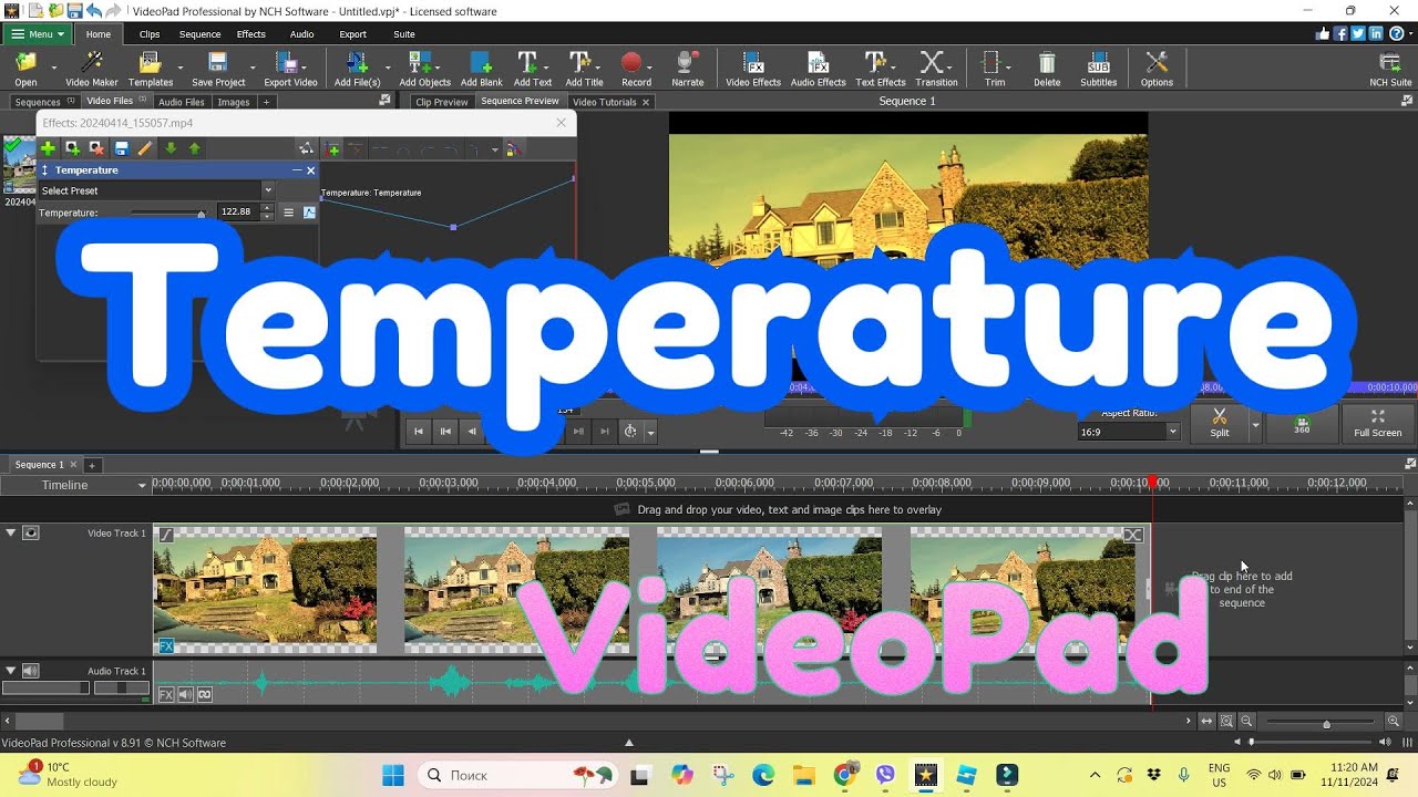 VideoPad | How To Add And Animate The Temperature Effect | Let`s Do ...