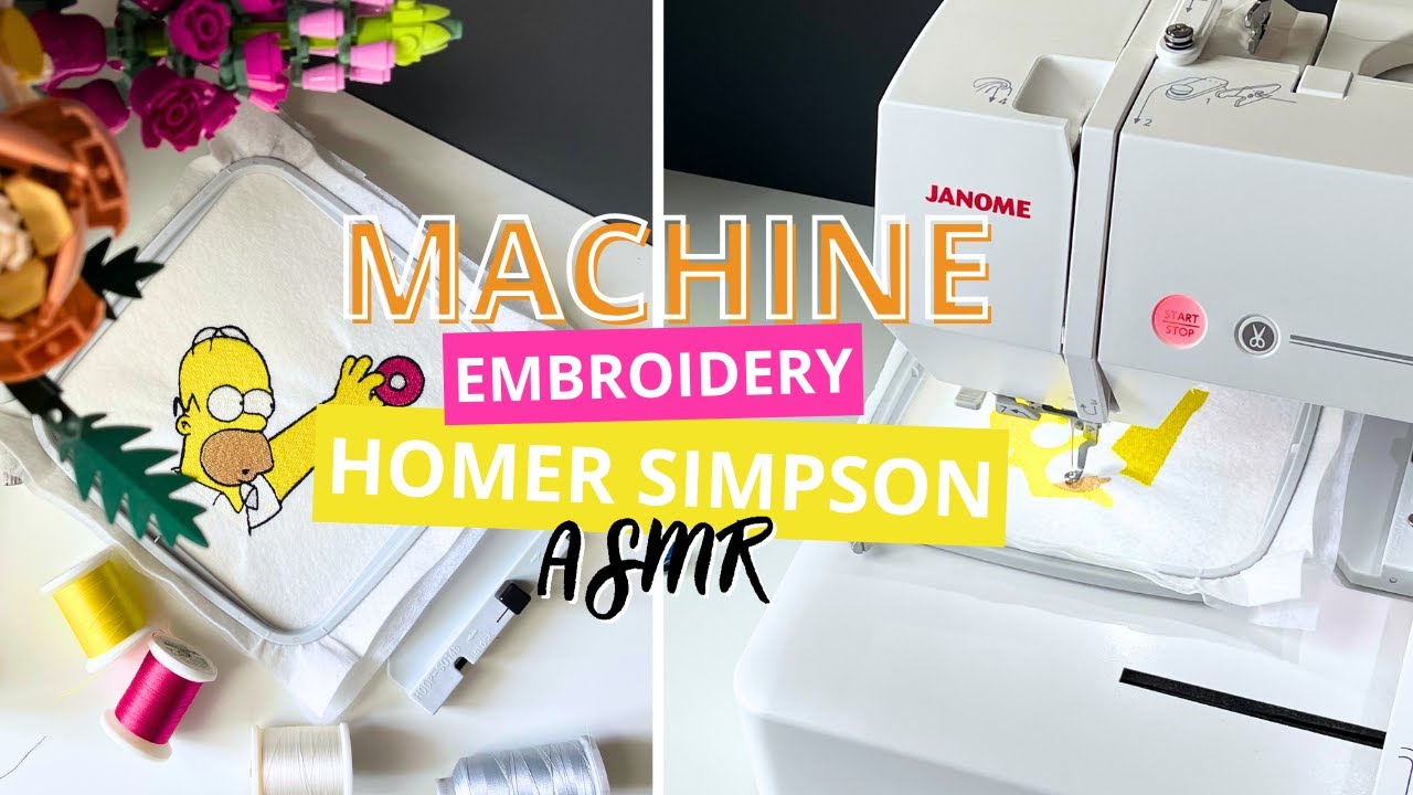 Embroidery Homer Simpson & Donut - ASMR Machine Embroidery - Relaxation ...
