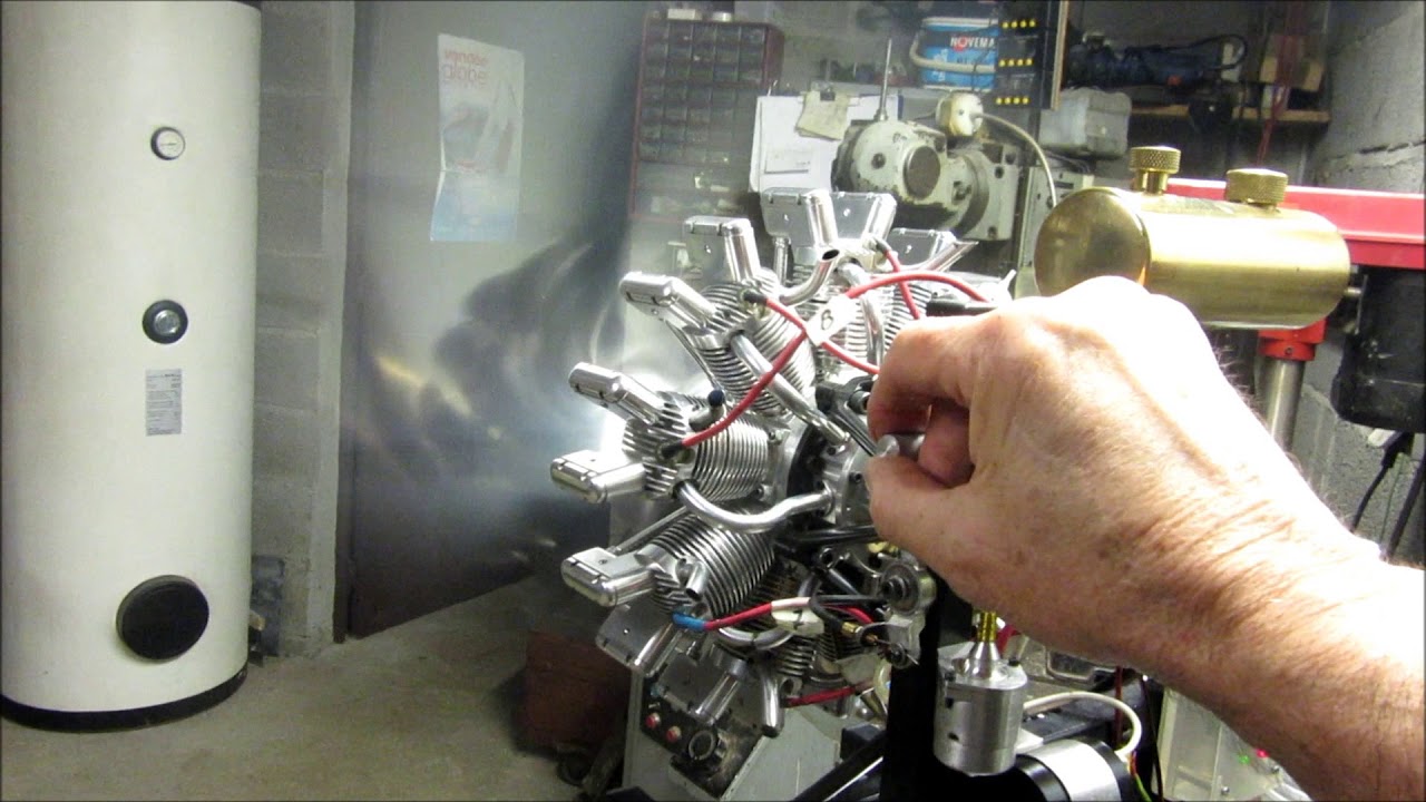 Homemade radial engine 9cyl - YouTube