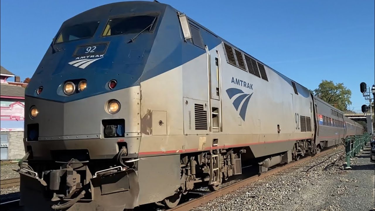 Amtrak P449 blazes past the Steaming Tender at 60mph - YouTube