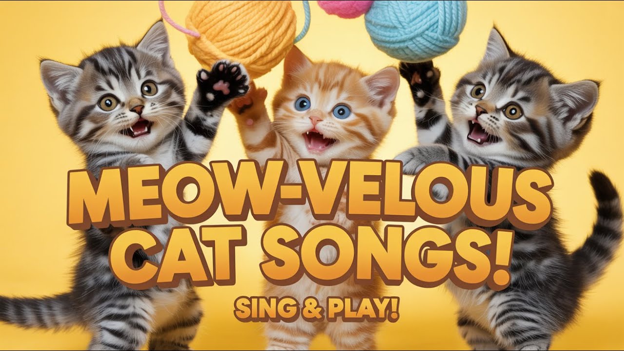Cute Cat Song for Kids | Happy Kitten Singing Nursery Rhymes and ...