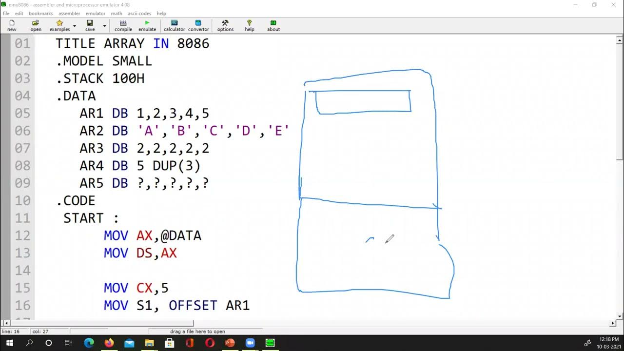 8086 Assembly Programming Arrays Part one - YouTube