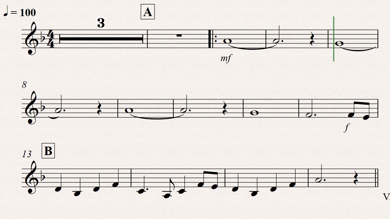 โน้ต Marine March Horn in F 1 + 2 ฮอล เมลโลโฟน - YouTube