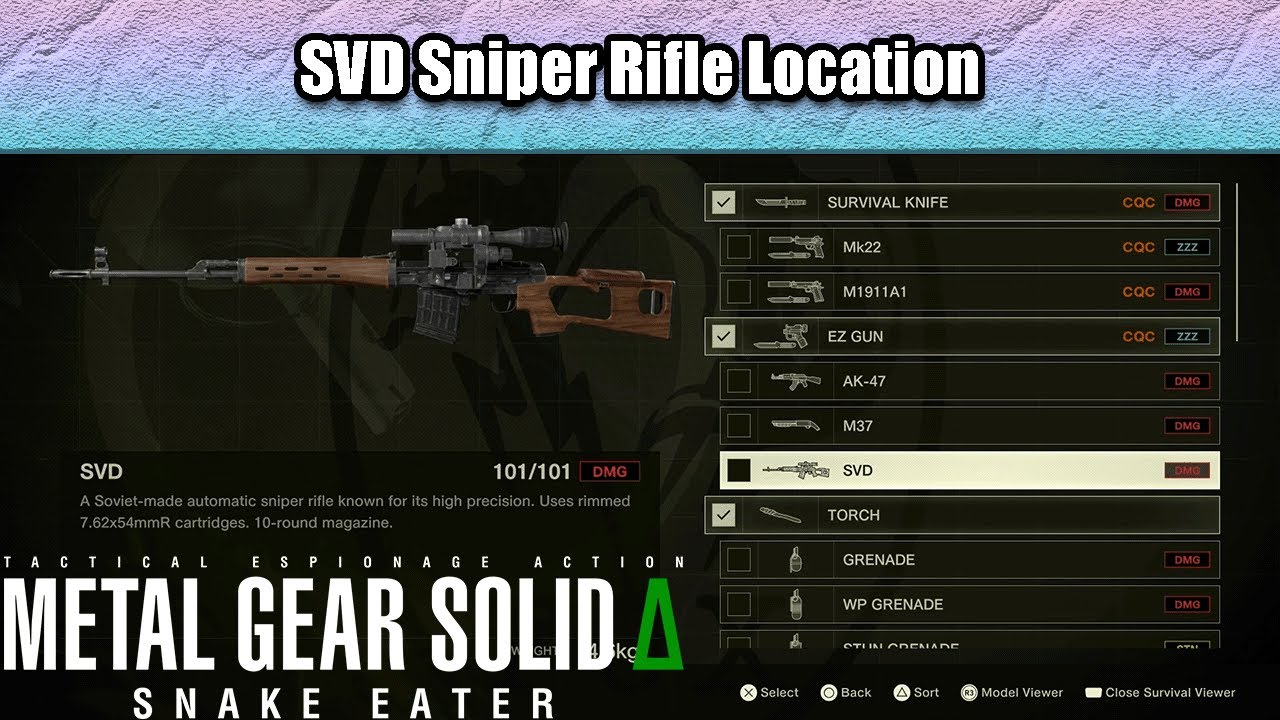 How to get the SVD Dragunov Sniper Rifle | Metal Gear Solid 3 Delta ...