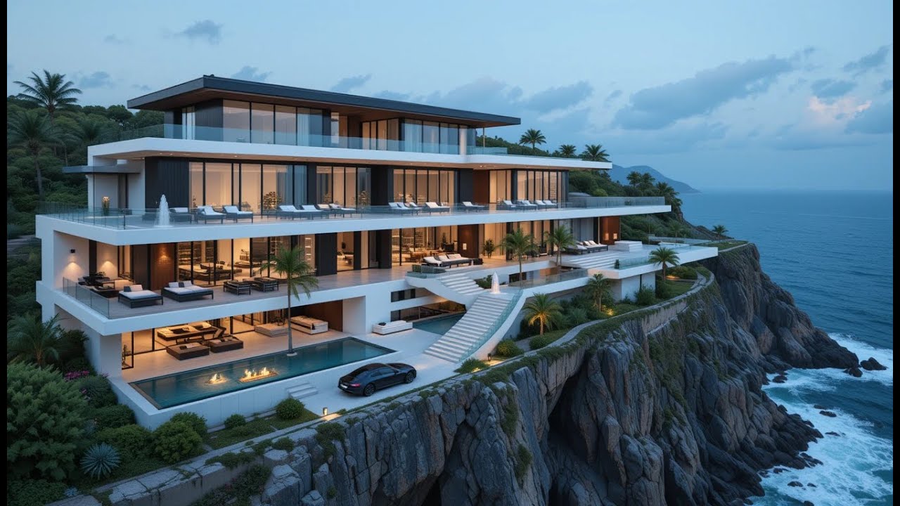 Touring two Stunning Cliffside Mansion Overlooking the Ocean! - YouTube