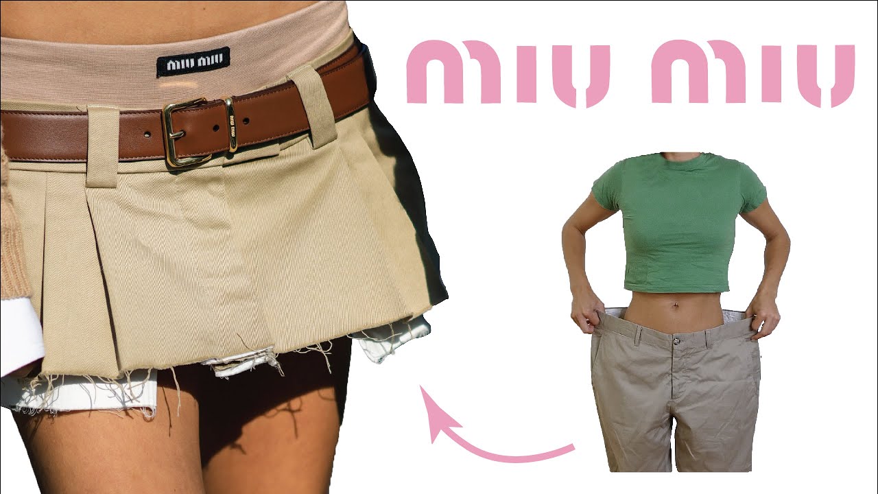 Prada to MIU MIU - Micro Mini Skirt Sewing Upcycle - YouTube