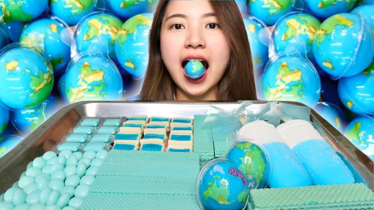 MUKBANG TROLLI GUMMY PLANET, MENTOSS, ICE CREAM, TANGO, BUBBLE GUM ...