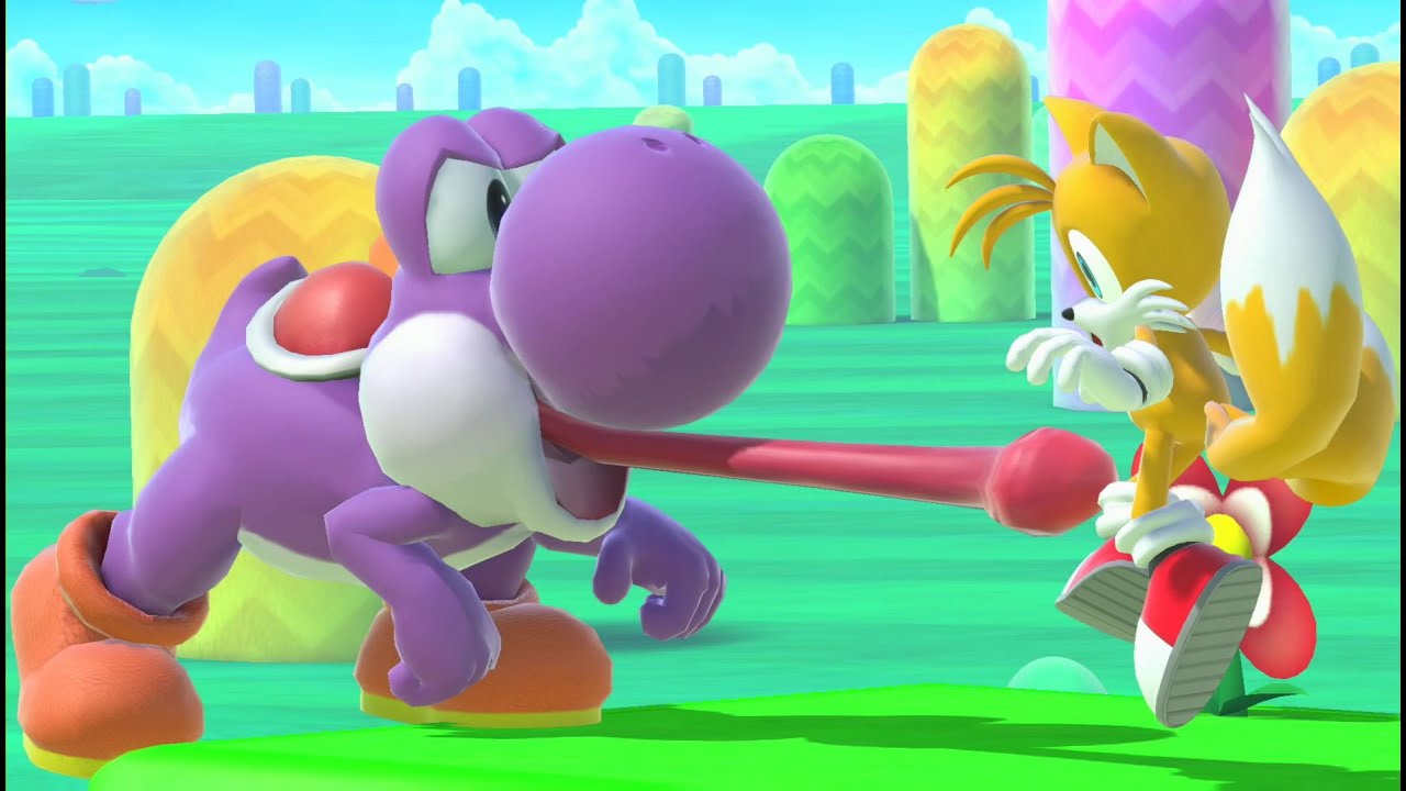 Purple Yoshi Vore Tails／紫ヨッシー もごもご（右向き・「野原」） - YouTube
