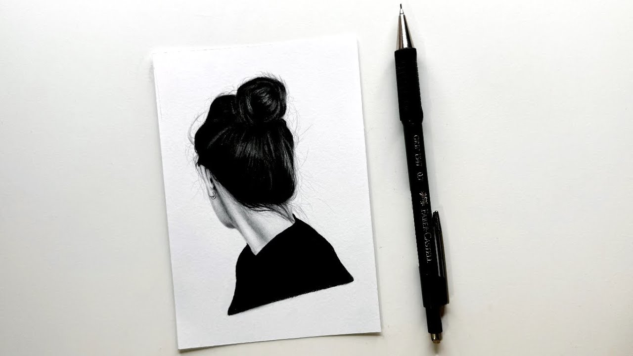 Pencil drawing tutorial for beginners | girl back side portrait drawing ...