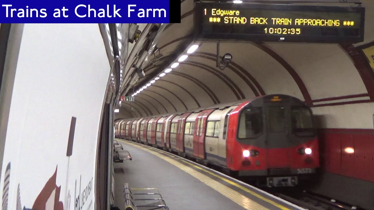 London Underground Northern line trains at Chalk Farm - YouTube