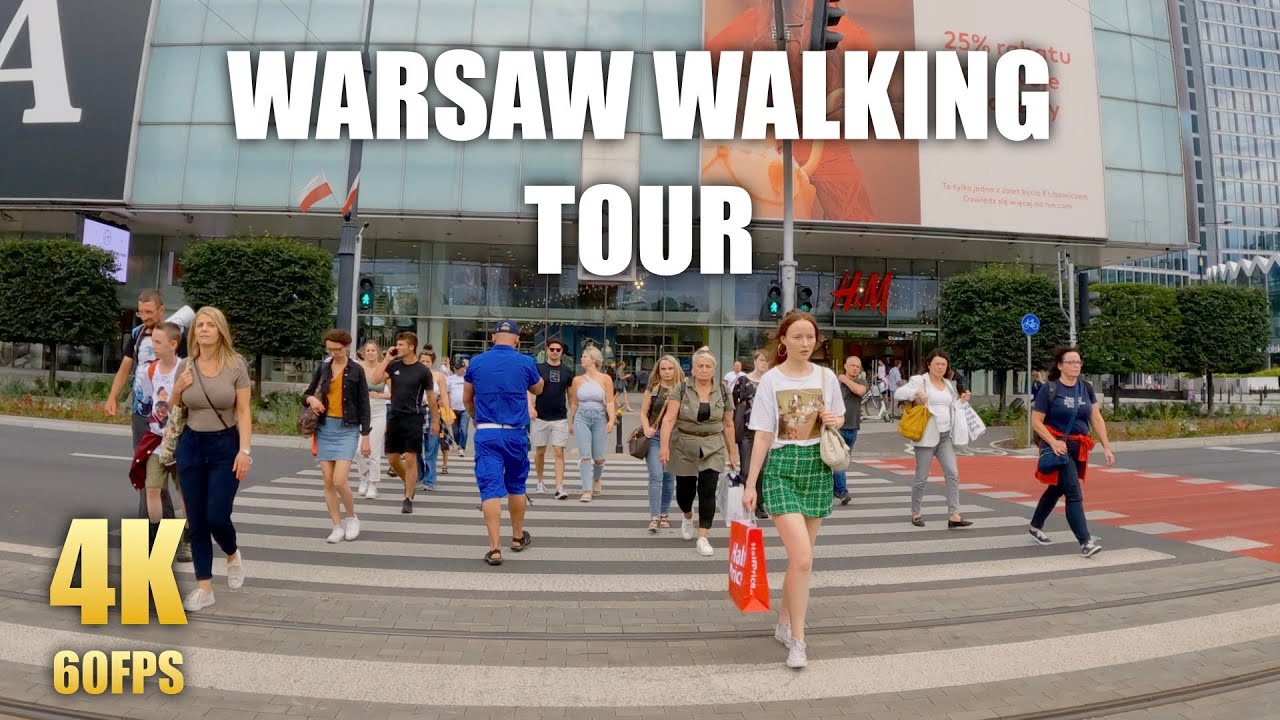 WALK: Warsaw 🇵🇱 Poland Walking Tour (Ultra HD 4K 60FPS) Virtual Ambient ...
