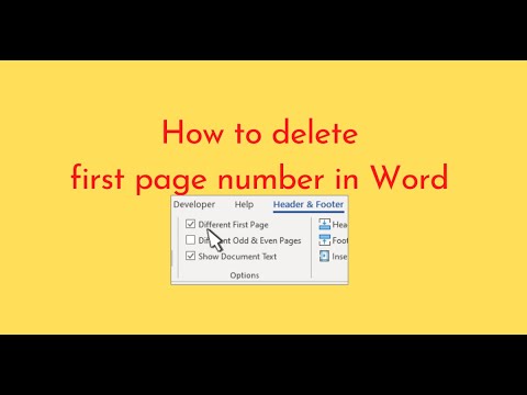 How to delete first page number in Word - YouTube