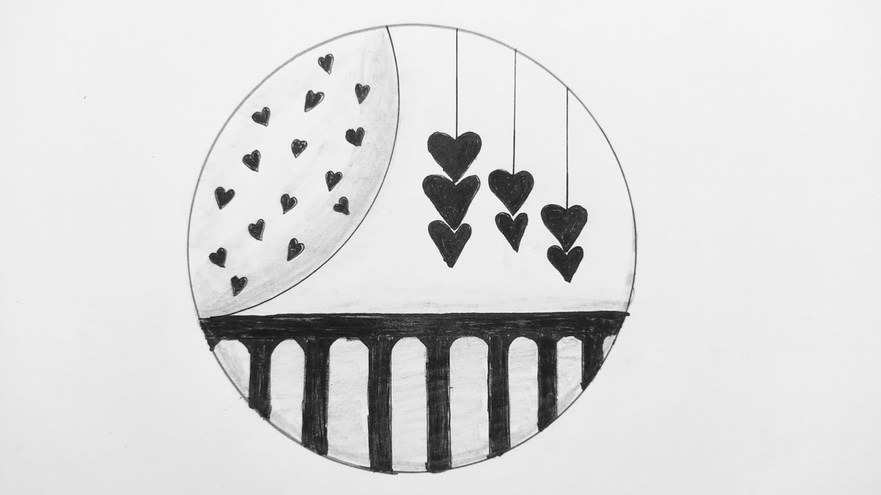 Attractive and Easiest Circle drawing || Beautiful Black 🖤 Heart ...