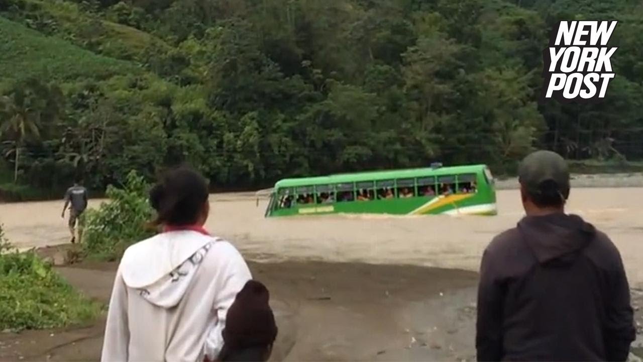 Maniac bus driver with children aboard takes 'shortcut' through river ...