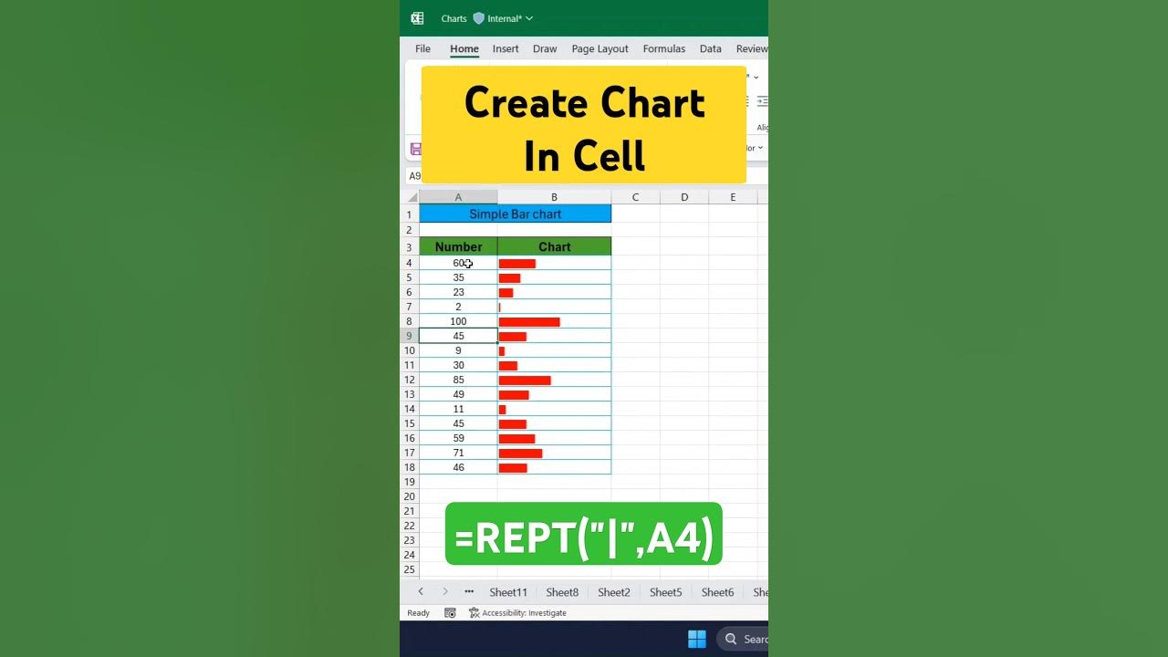 Create simple chart using REPT FX ️ #excel #tips - YouTube