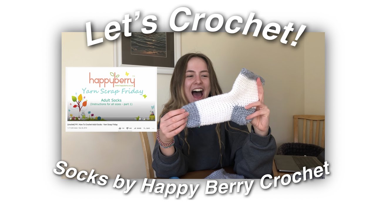 Let's Crochet Socks! Following Happy Berry Crochet's Pattern (Bernat ...