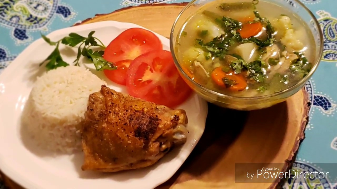 SOPA DE POLLO CON VERDURAS Y POLLO FRITO - YouTube
