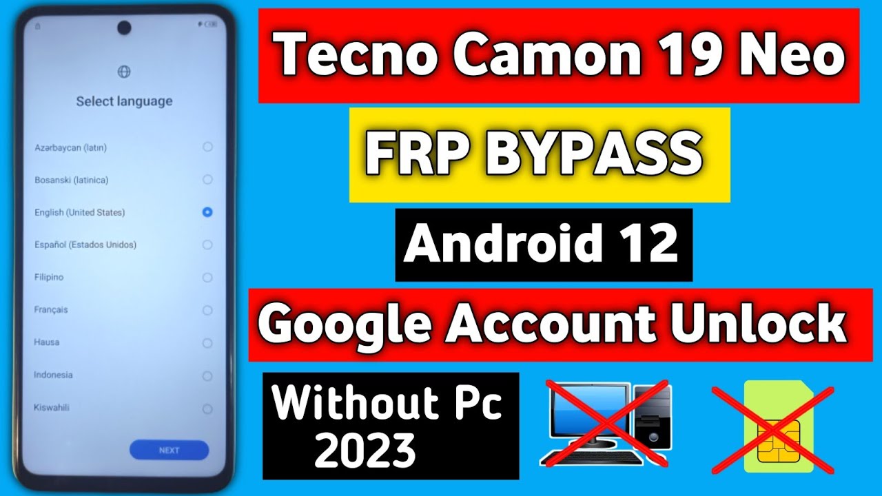 Tecno Camon 19 Neo Frp Bypass Android 12 | Google Account Unlock 2023 ...