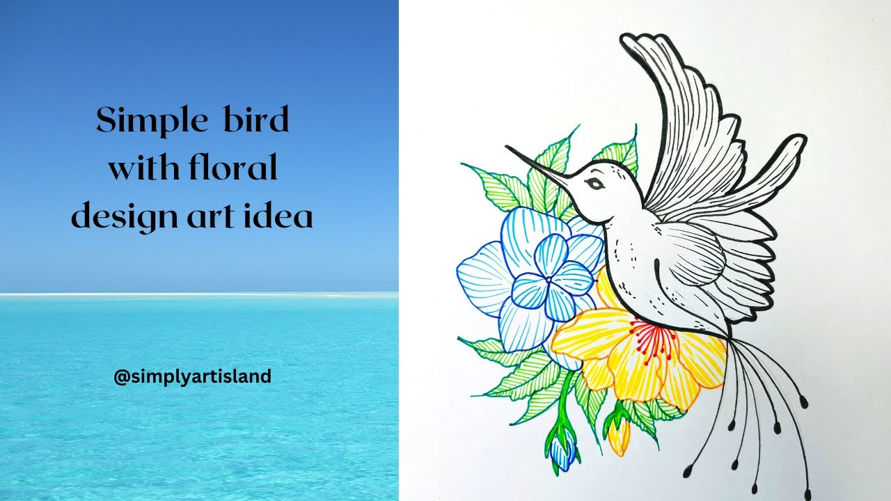 Simple bird with floral design art idea💐 *36 #flowers #bird # ...