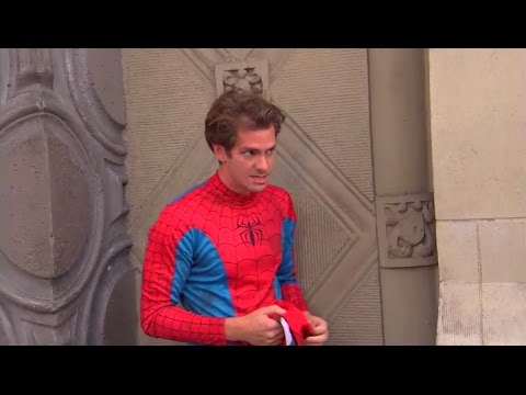 Andrew Garfield dresses up as Spider-Man for a while