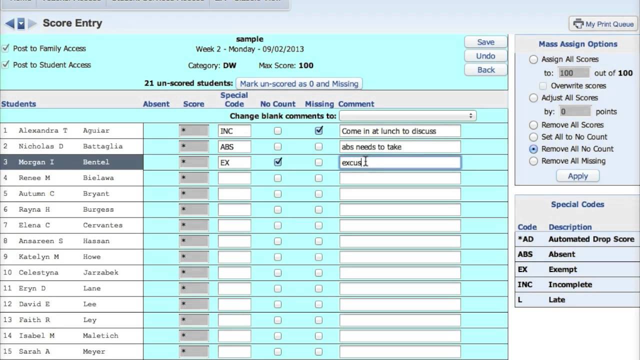 Grading/Scoring in Skyward - YouTube