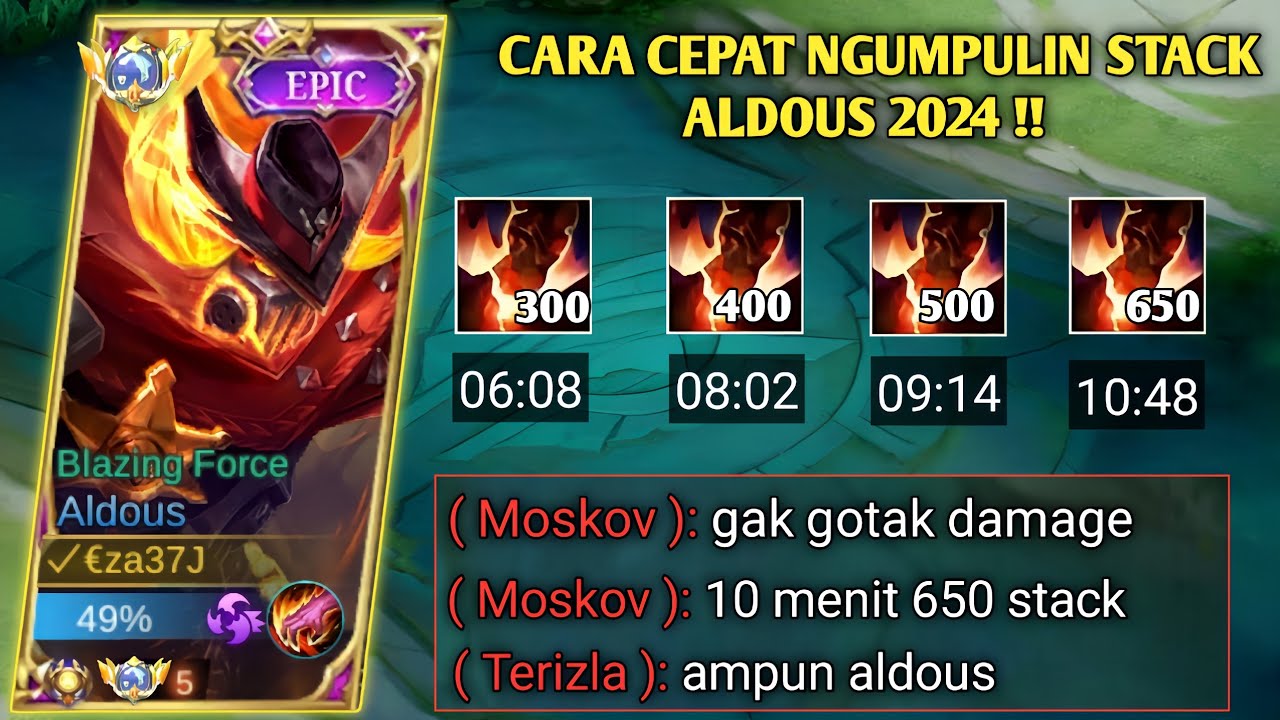 ALDOUS 650 STACK CUMA 10 MENIT AUTO 1 HIT!!GINI RAHASIANYA | BUILD ALDOUS TERSAKIT 2024 - MLBB ...