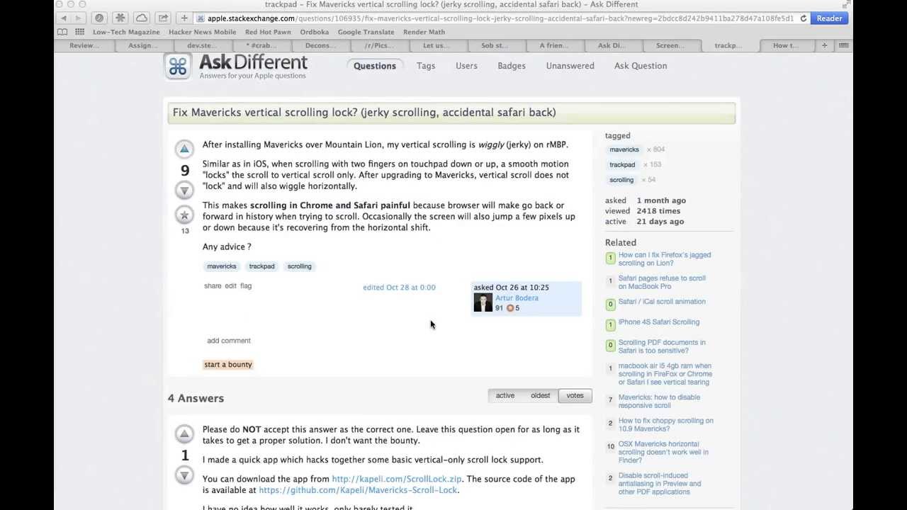 OS X Mavericks - Jerky vertical scrolling - YouTube
