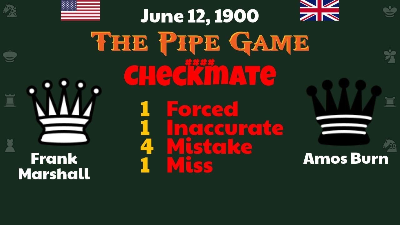 Frank Marshall vs Amos Burn, Jun 12, 1900, The Pipe Game #chess # ...