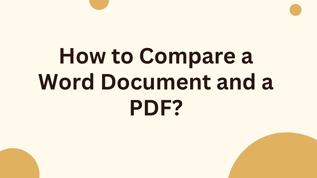 How to Compare a Word Document and a PDF? - YouTube
