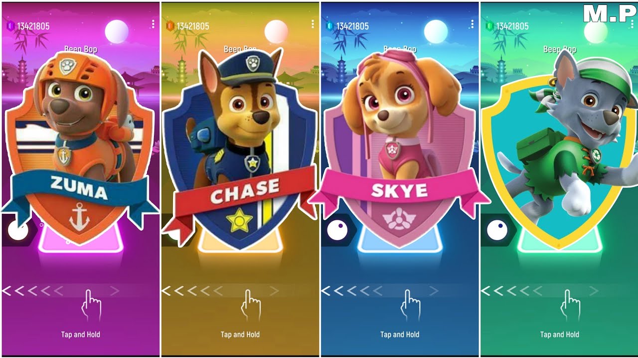 PAW Patrol: The Mighty Movie | ZUMA vs CHASE vs SKYE vs ROCKY Tiles Hop ...