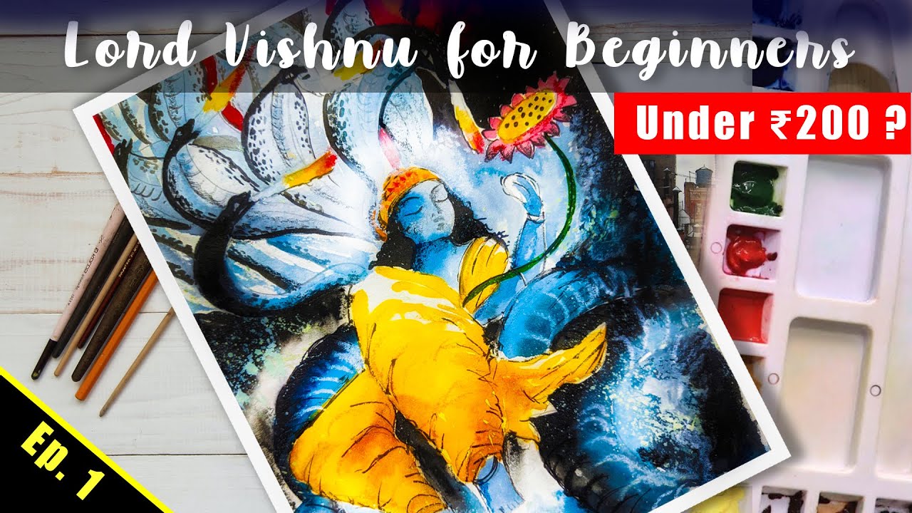 How to draw God VISHNU| lord Vishnu drawing| Easy Hindu god drawing for ...