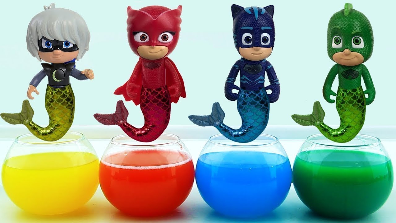 PJ Masks Bathing Colors Fun, Learn Colors with PJ Masks transform into ...