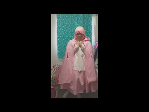 White Latex Catsuit, PVC Pink Cape Maid, Dressing up and playing with the Eva Helmet